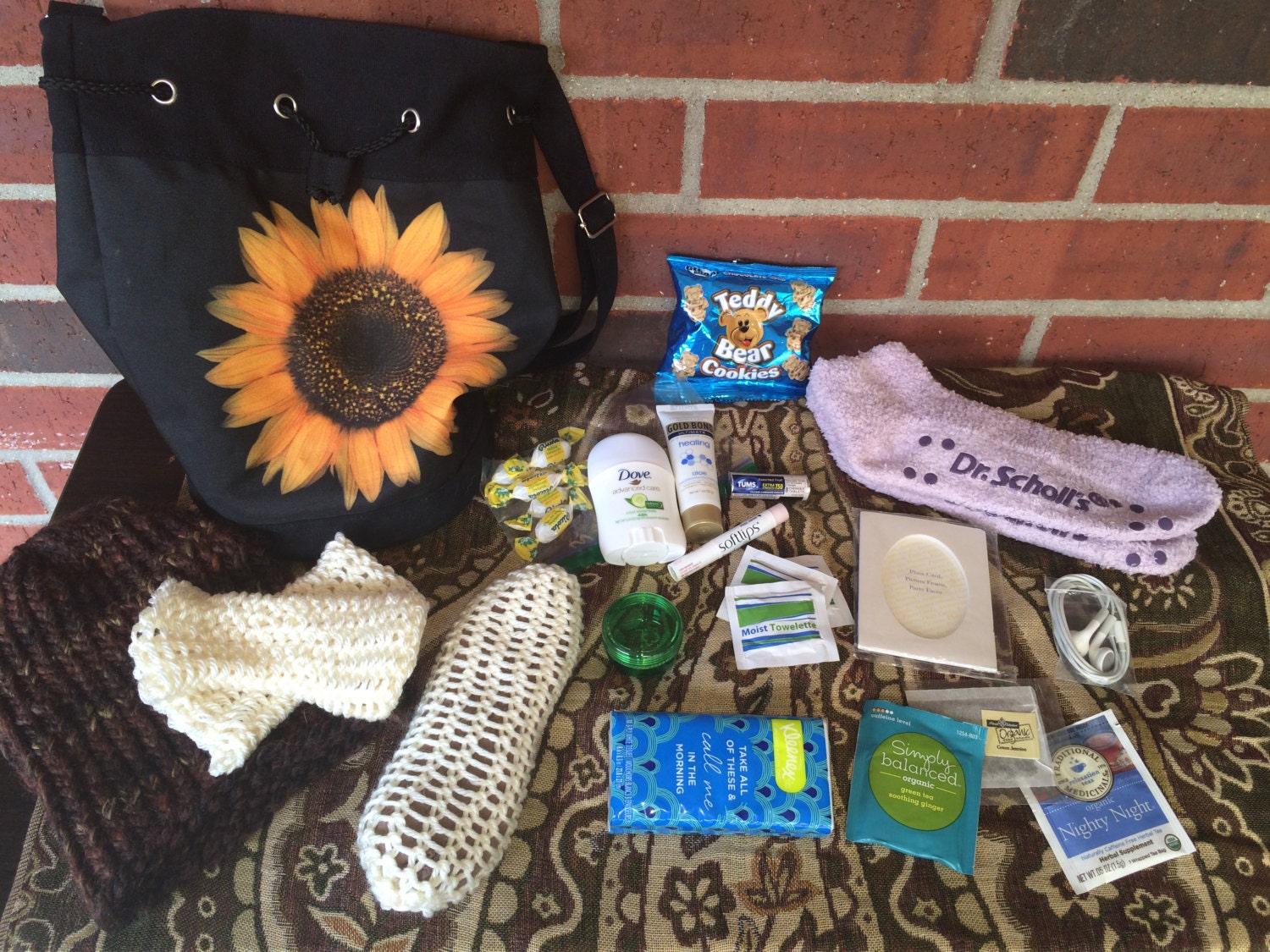 Chemo bag SUNFLOWER chemo survival kit hospital comfort