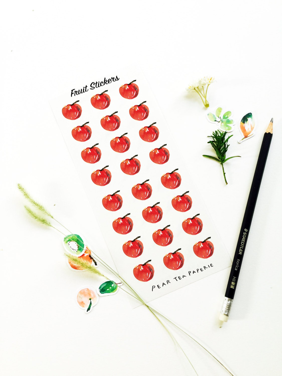 Red Apple Stickers Fruit Stickers Planner Stickers Weekly