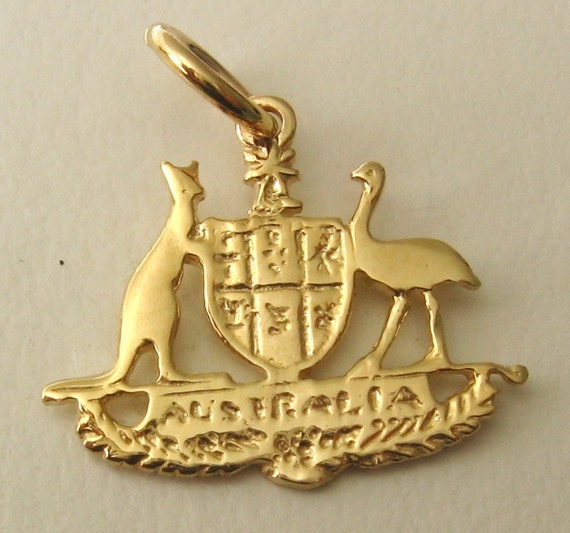 Genuine SOLID 9ct YELLOW GOLD Australian Coat Of Arms charm
