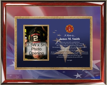 Personalized fire fighter picture frame and by AllGiftFrames