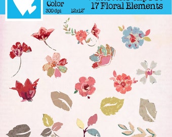 Hand Drawn Floral Wreath digital clip art flower clipart