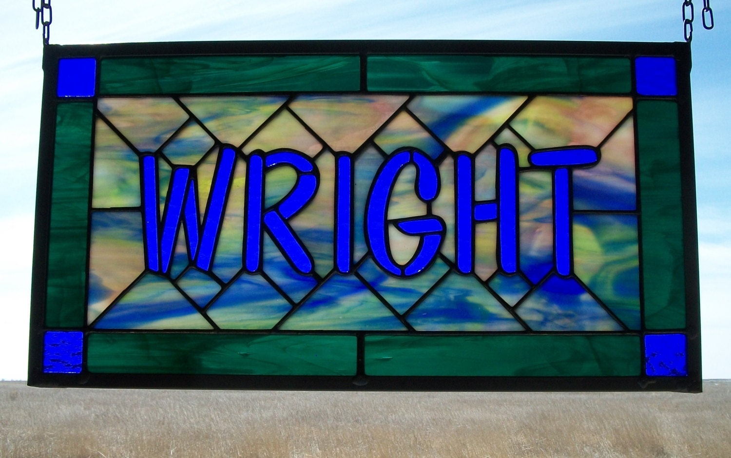 Personalized Family Name Plaque Stained Glass Window Panel