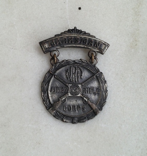 Vintage NRA Junior Rifle Corps Marksman Medal Metal 1960s