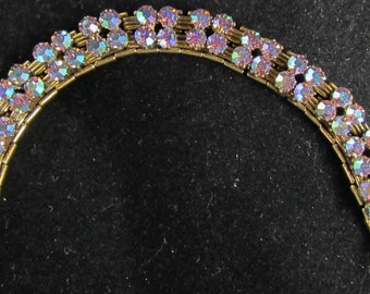 Items similar to Vintage Iridescent Rhinestone Upcycled Earring Pendant ...