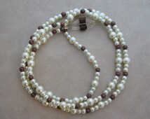 vintage look ivory pearl antique copper eyeglass chain holder