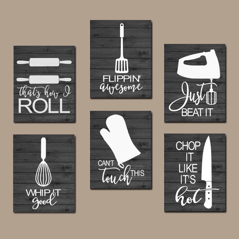 KITCHEN QUOTE Wall Art Funny Utensil Pictures CANVAS or