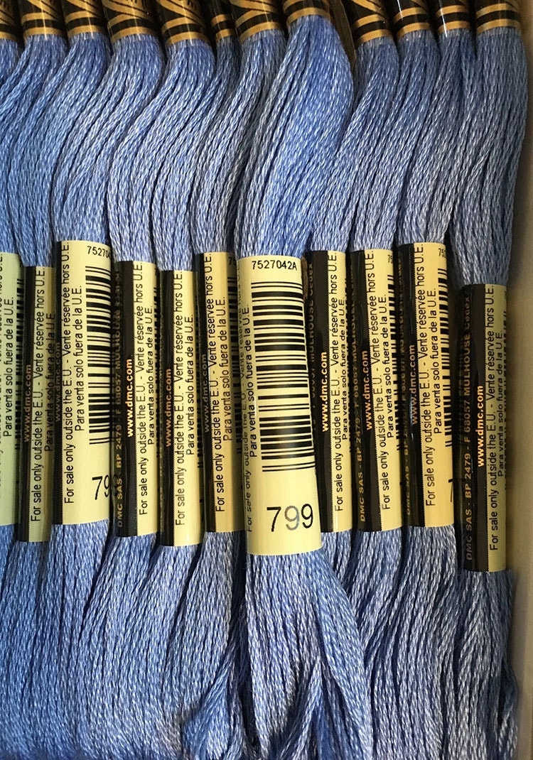 DMC 799 Medium Delft Blue Embroidery Floss 2 Skeins 6 Strand