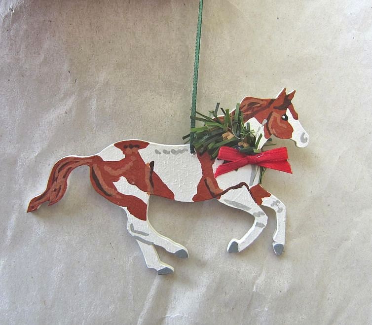 Hand-Painted PAINT HORSE Wood Christmas Ornament Artist
