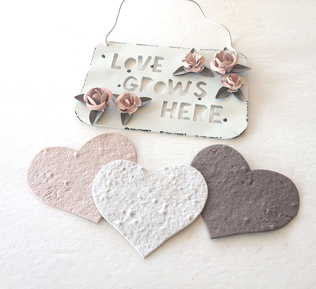 Large Plantable Seed Paper Hearts Diy Wedding Favors Place