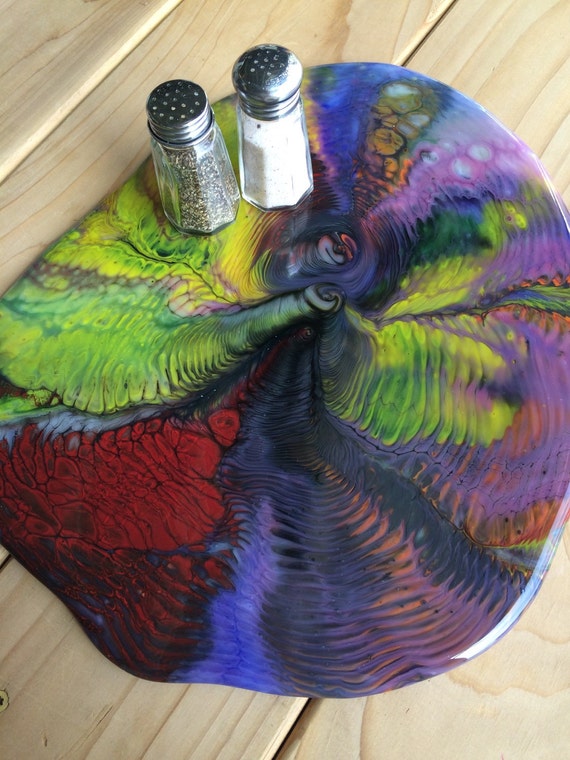 Fused Glass Pot Melt Platter Lazy Susan Cheese