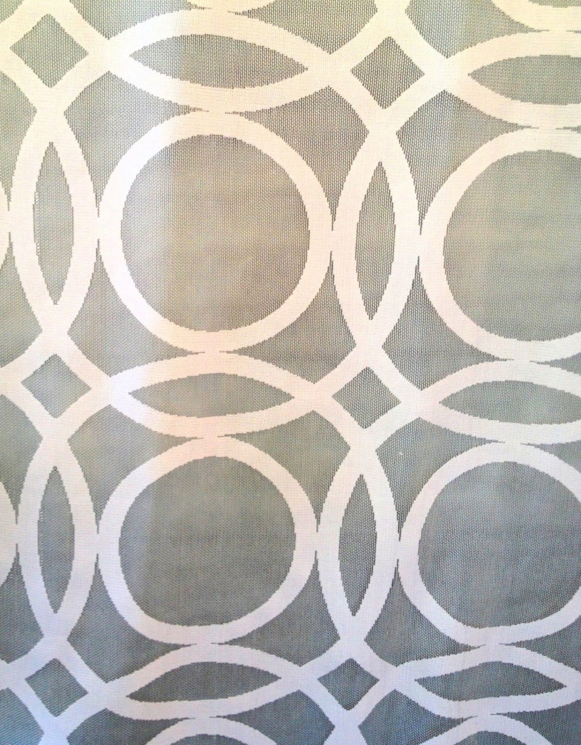 Ivory interlocking CIRCLE pattern printed SHEER drapery fabric