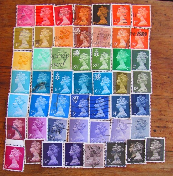 Royal Rainbow 50 Vintage Great Britain Postage Stamps Lovely Ladies of ...
