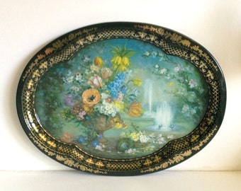 Floral metal tray | Etsy