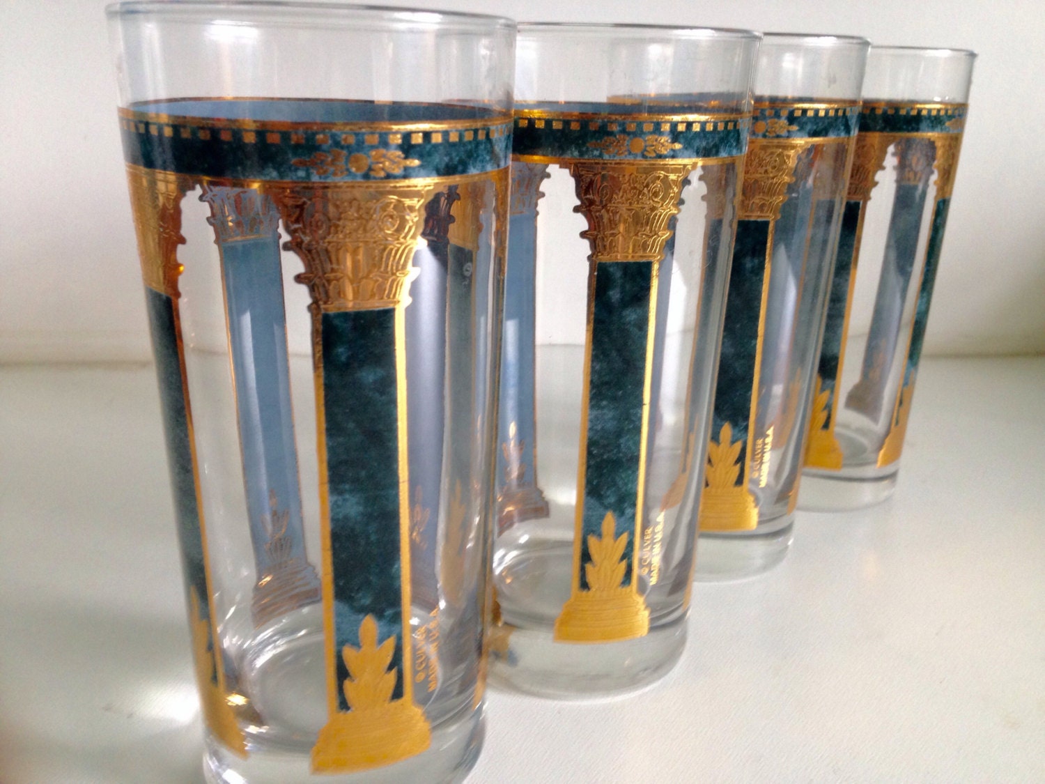 Culver USA Blue Gold Column Glassware – Haute Juice