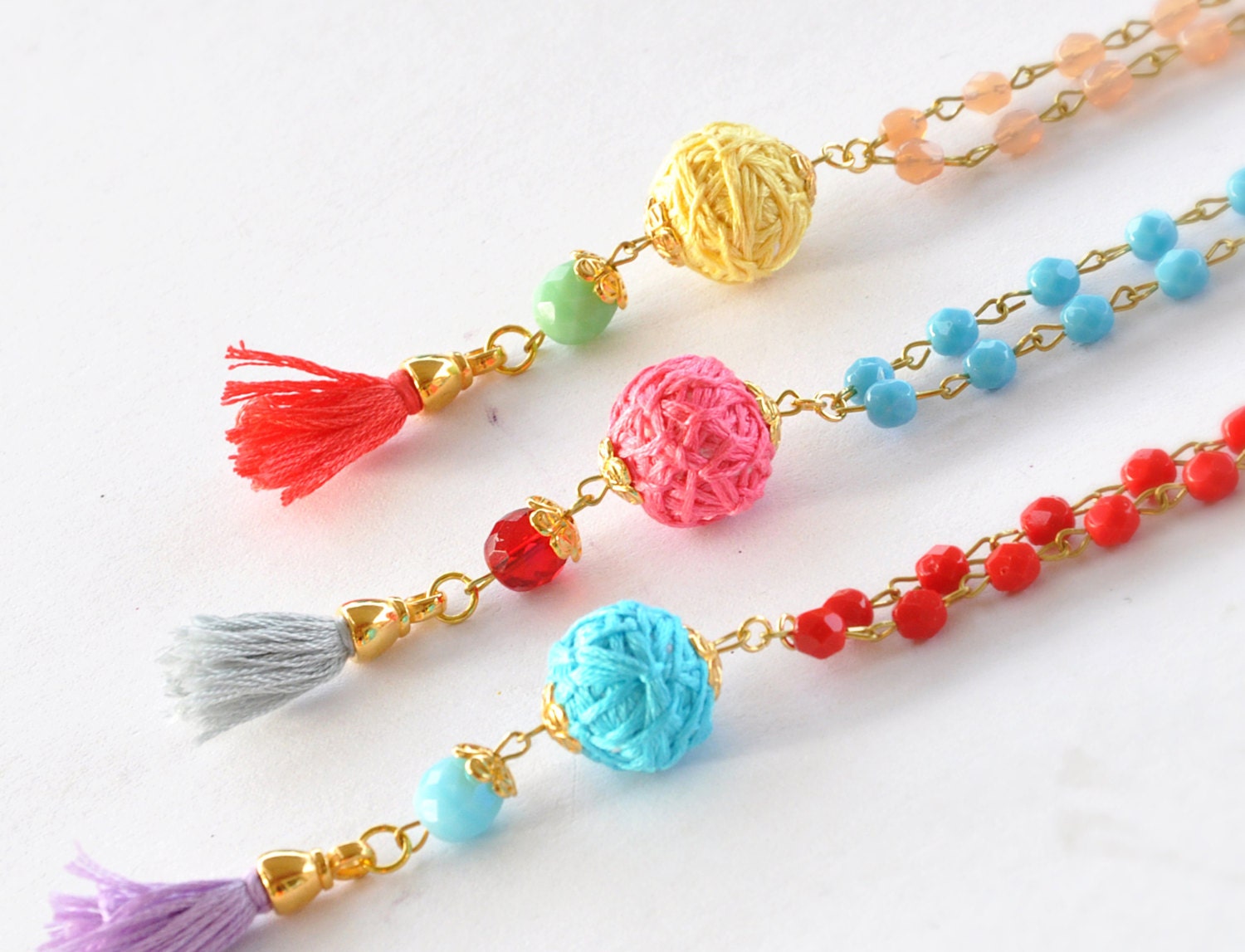 Tassel Beaded Necklace Multi Colors Necklace Colorful
