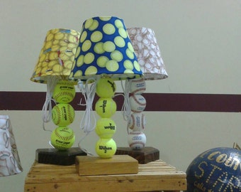 Tennis ball lamp. Made with real tennis balls by ElkhartLamps