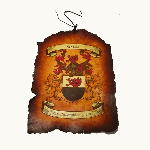 Coat of Arms Leather Scroll