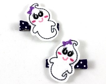 Items similar to Halloween Hair Clip - Preppy Ghost Hair Clip ...