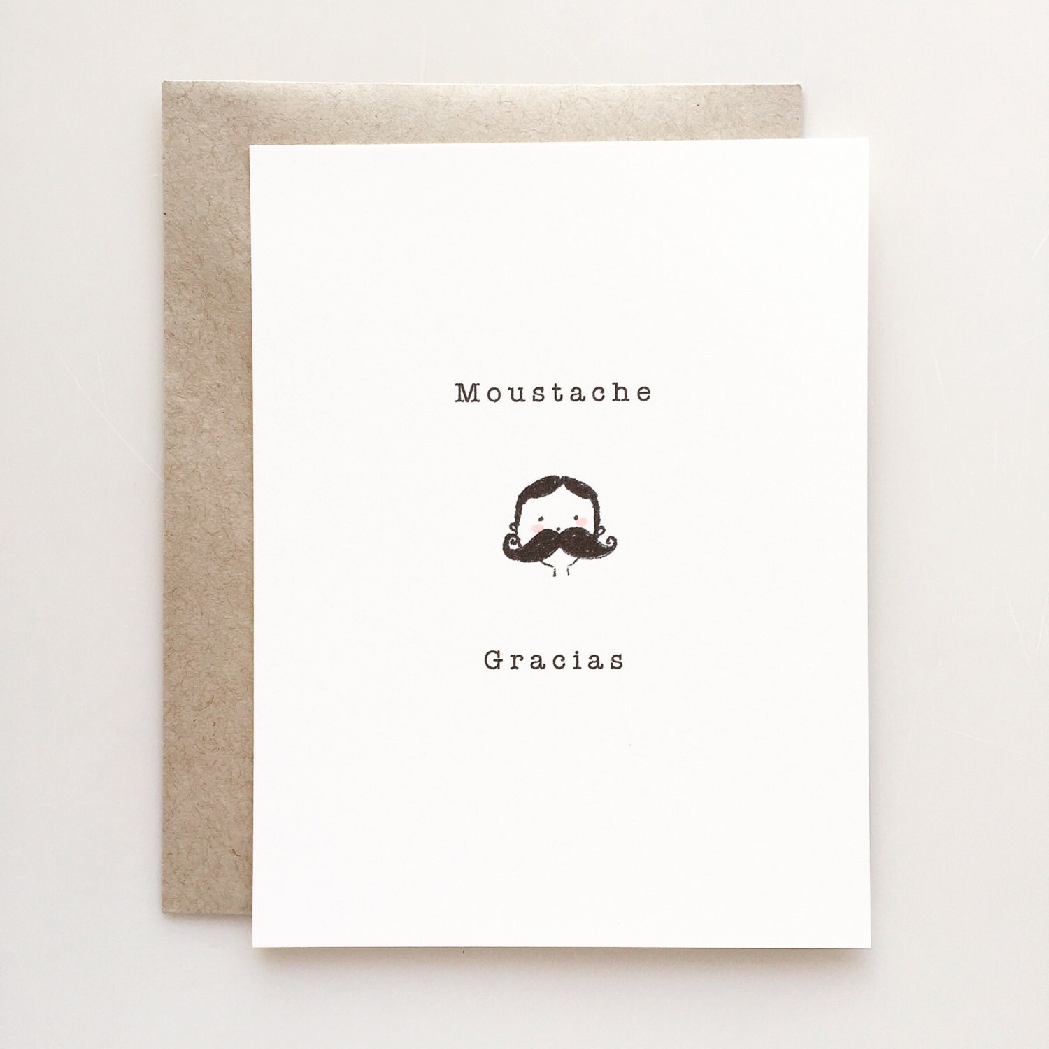 Moustache Gracias Thank you Card Handmade Paper Goods