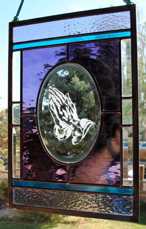 Stained Glass Window Hands in Prayer