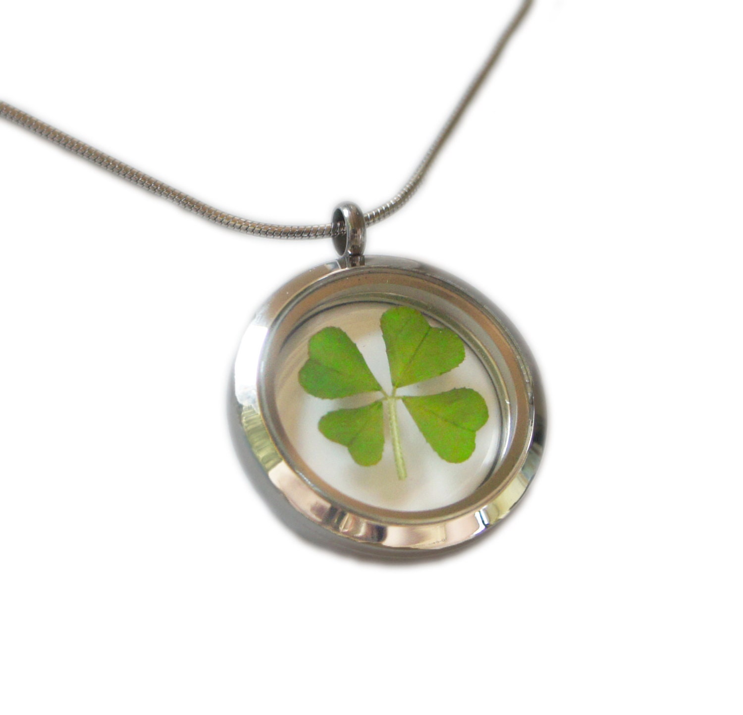 Real Four Leaf Clover Pendant Necklace 4 Leaf Clover Lucky