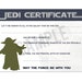 INSTANT DOWNLOAD Star Wars Jedi Certificate Yoda Star Wars