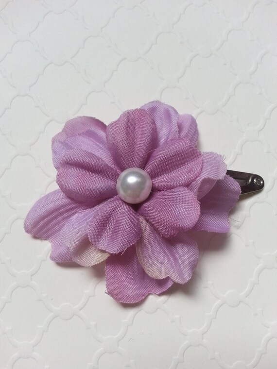 Purple flower snap hair clip
