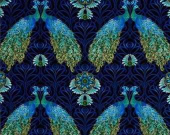 Peacock blue fabric | Etsy