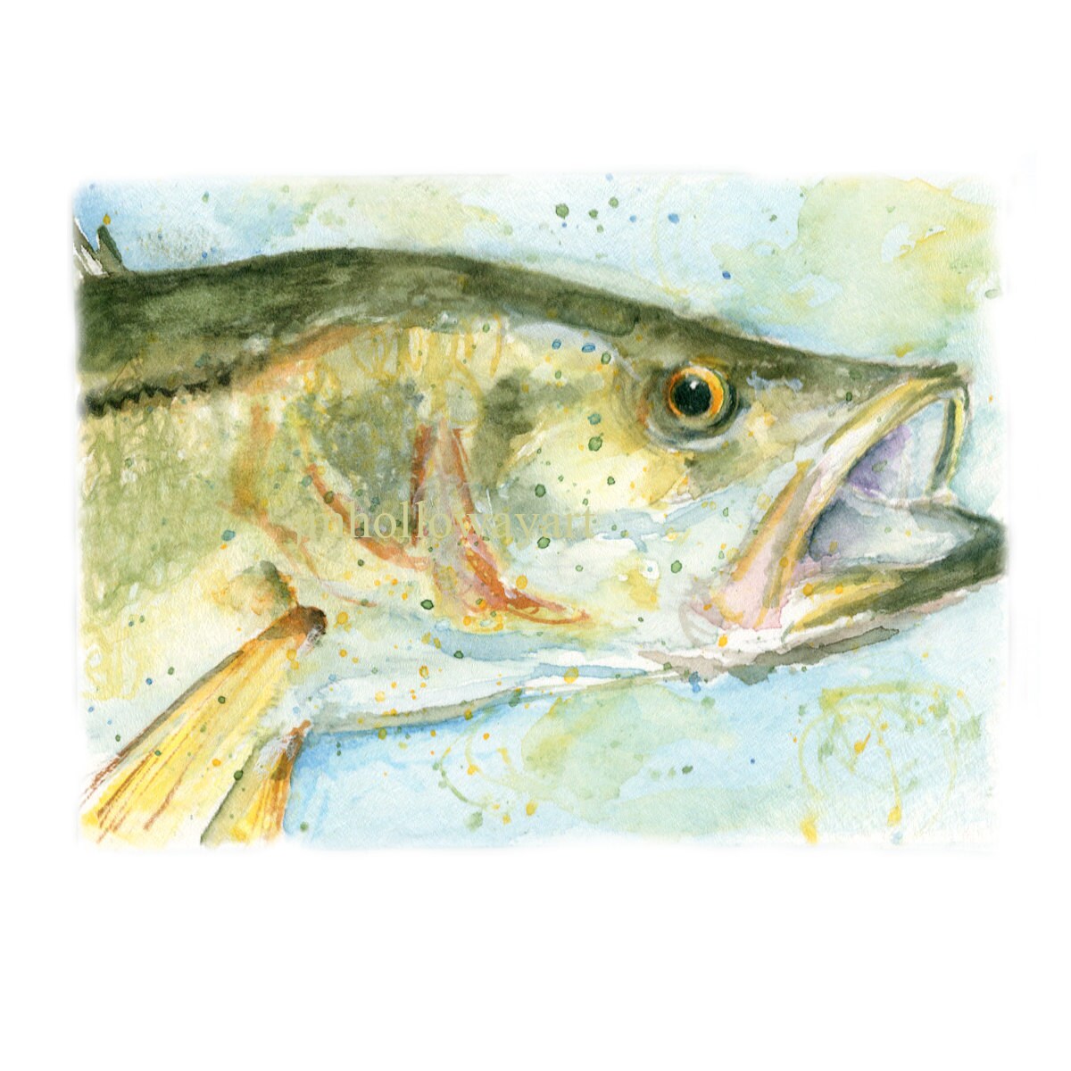 for him Watercolor Snook Snook Print Snook Profile Print