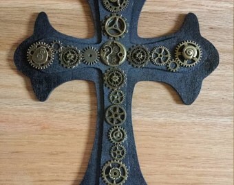 Items similar to Steampunk Cross Necklace on Etsy