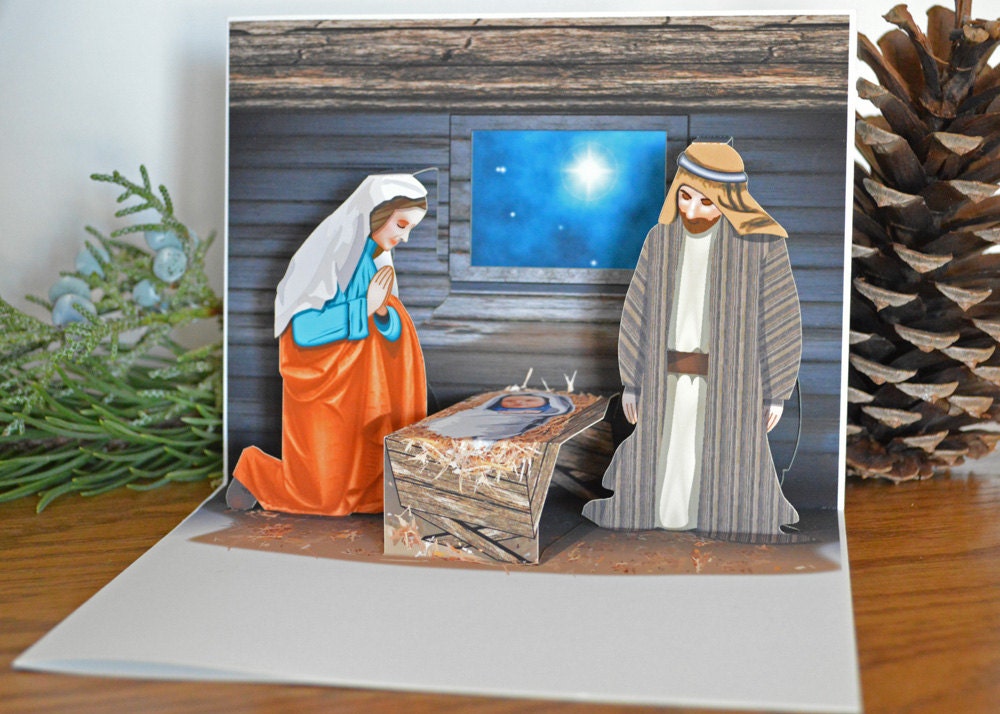 Pop up Nativity Scene Christmas card Popup by CardNotions on Etsy