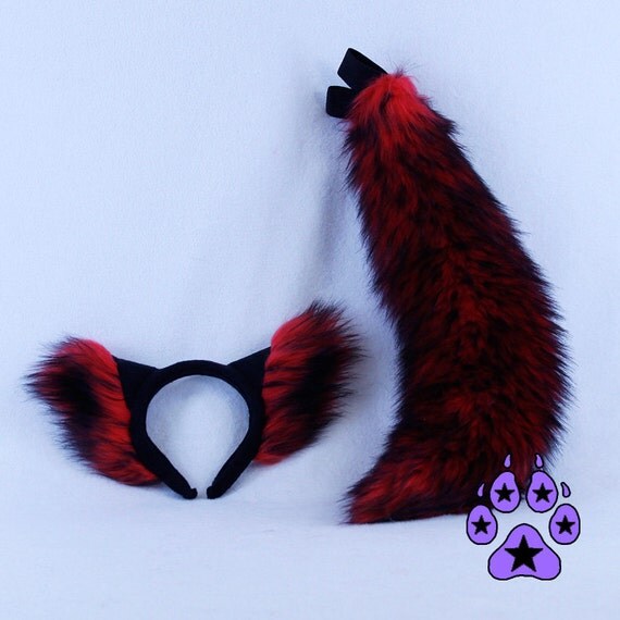 Pawstar Realistic Wolf Ear Mini Plush Tail Combo Ears Headband