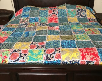 Queen size rag quilt | Etsy