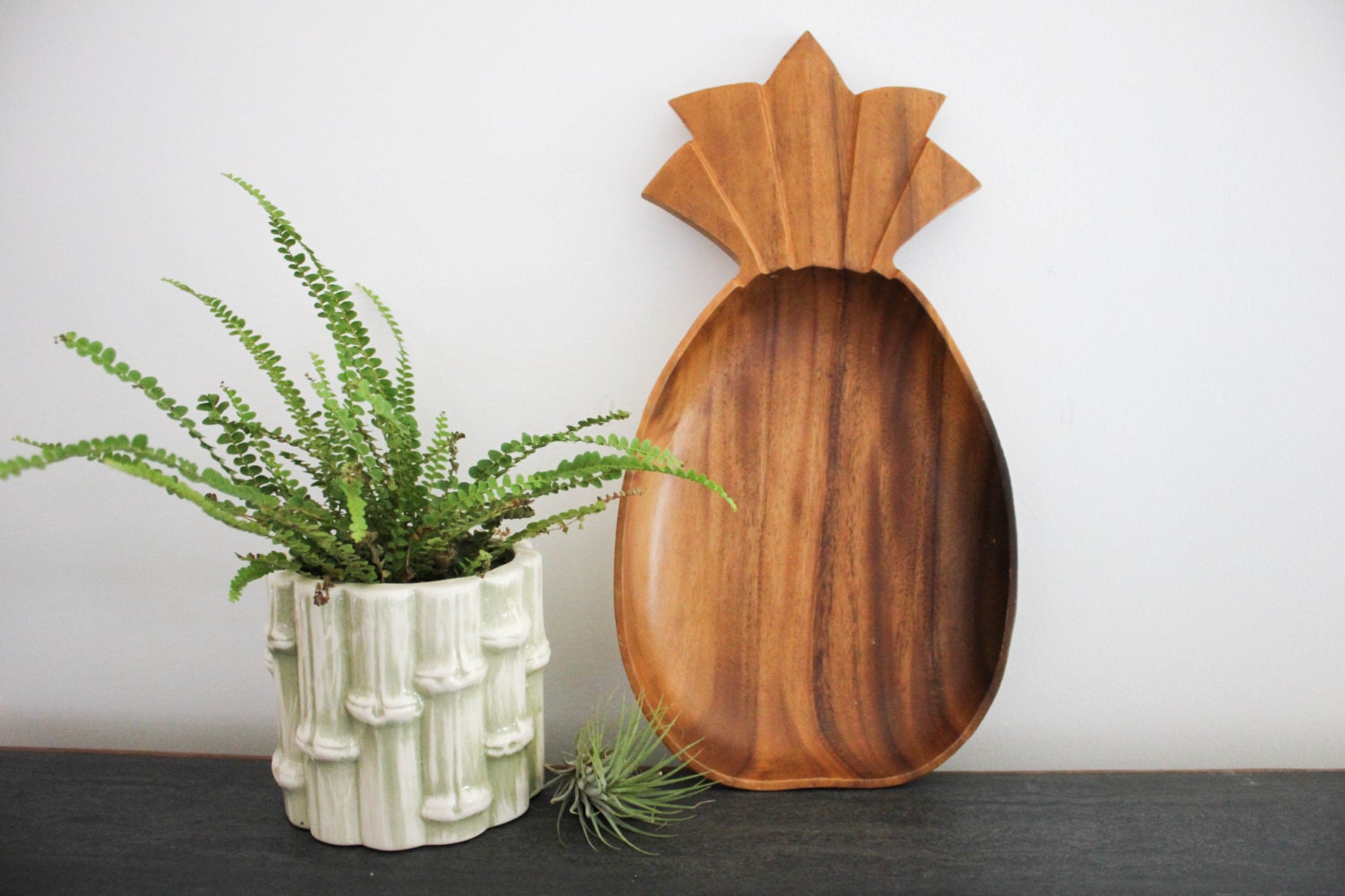 Leilani genuine Monkey-Pod wooden pineapple bowl mid century vintage ...