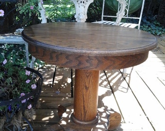 Round oak table | Etsy