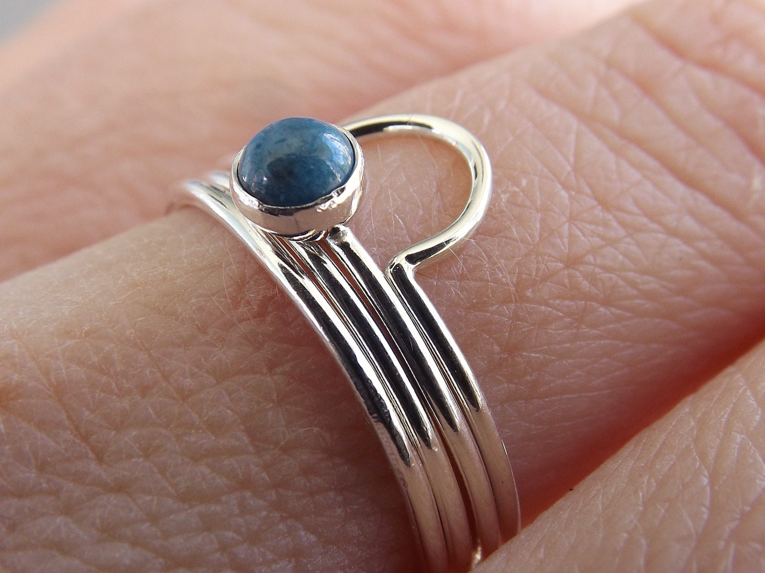 Arc Ring Arch Ring Lapis Ring Arch Ring Set by FULLMOONJEWELLERY