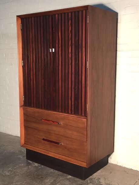 LANE Walnut & Rosewood Mid-Century Modern Gentleman Chest / Armoire ...