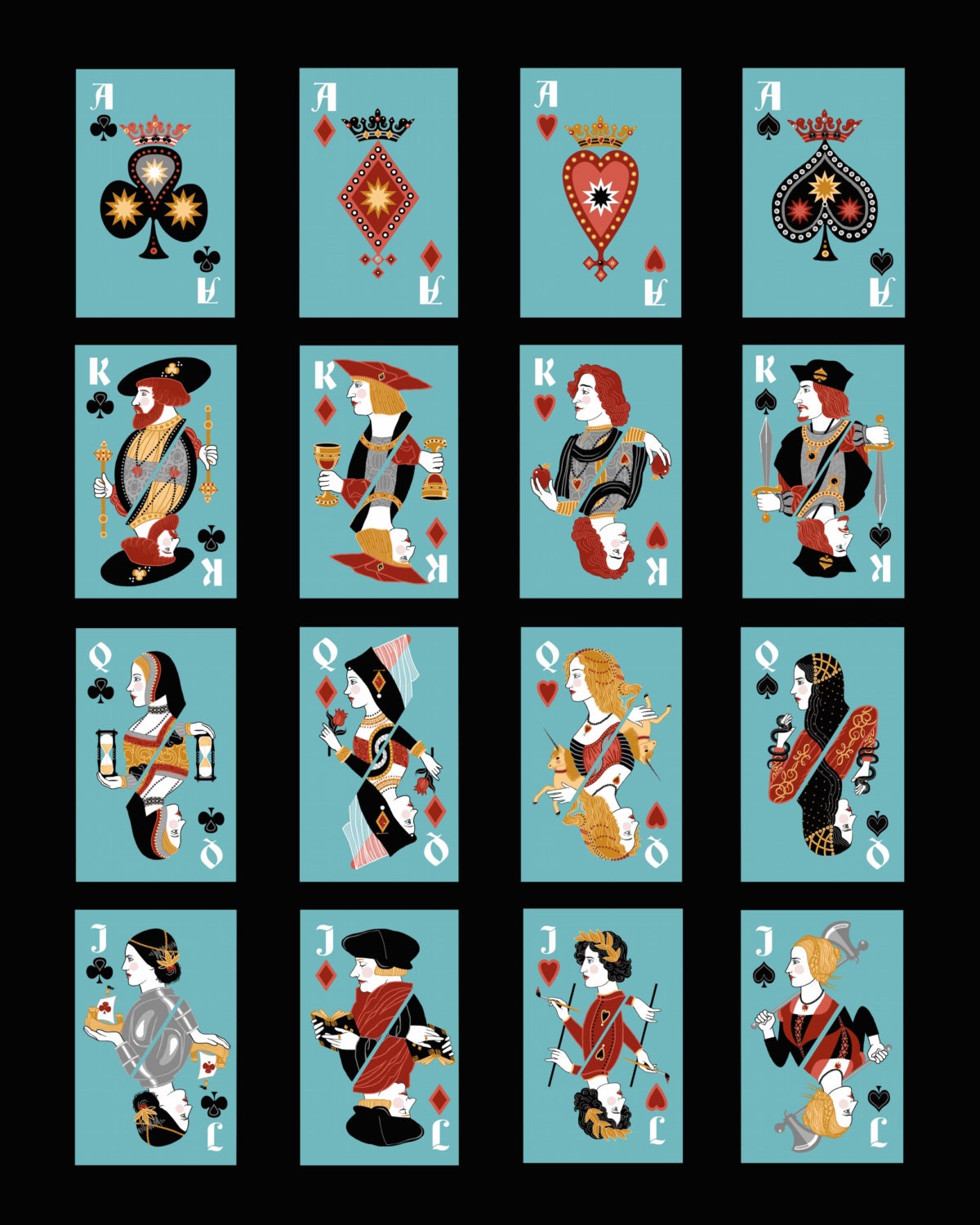 Medieval Playing Cards Renaissance Deck of Cards Historical