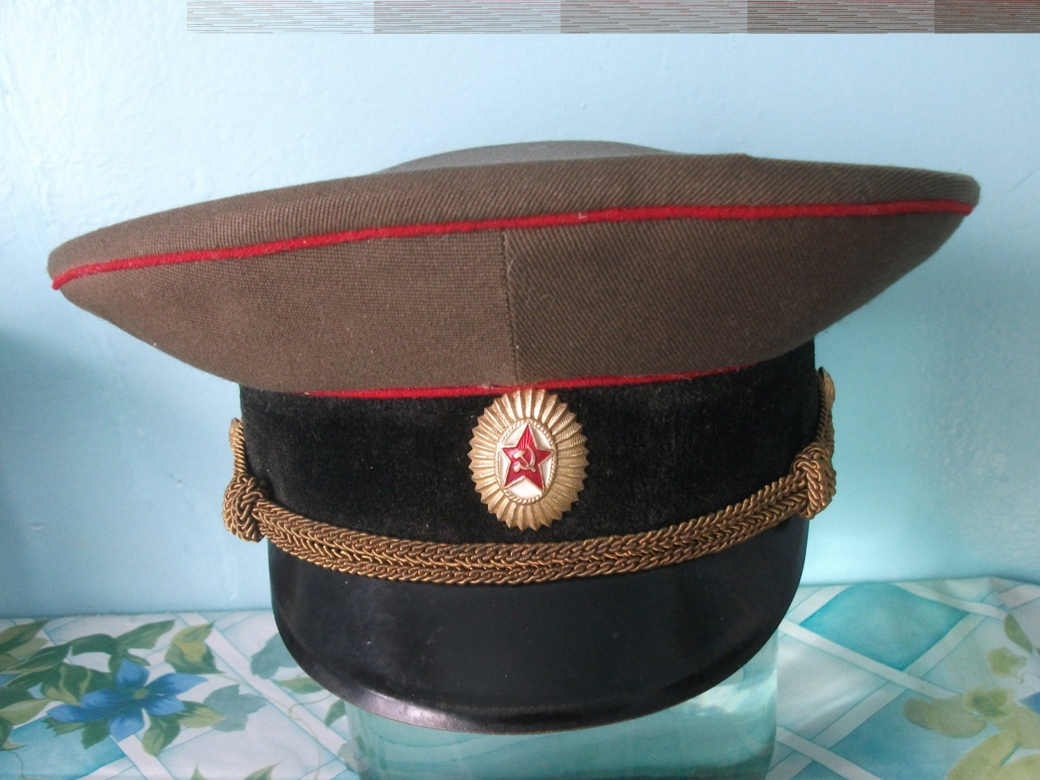 Original ! Soviet Army / Military Uniform Officer peaked фуражка Hat ...