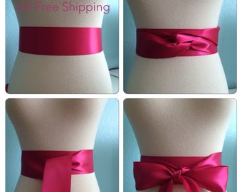 Red satin sash | Etsy