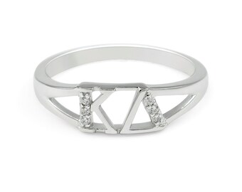 Alpha Delta Pi Sterling Silver Ring set with simulated