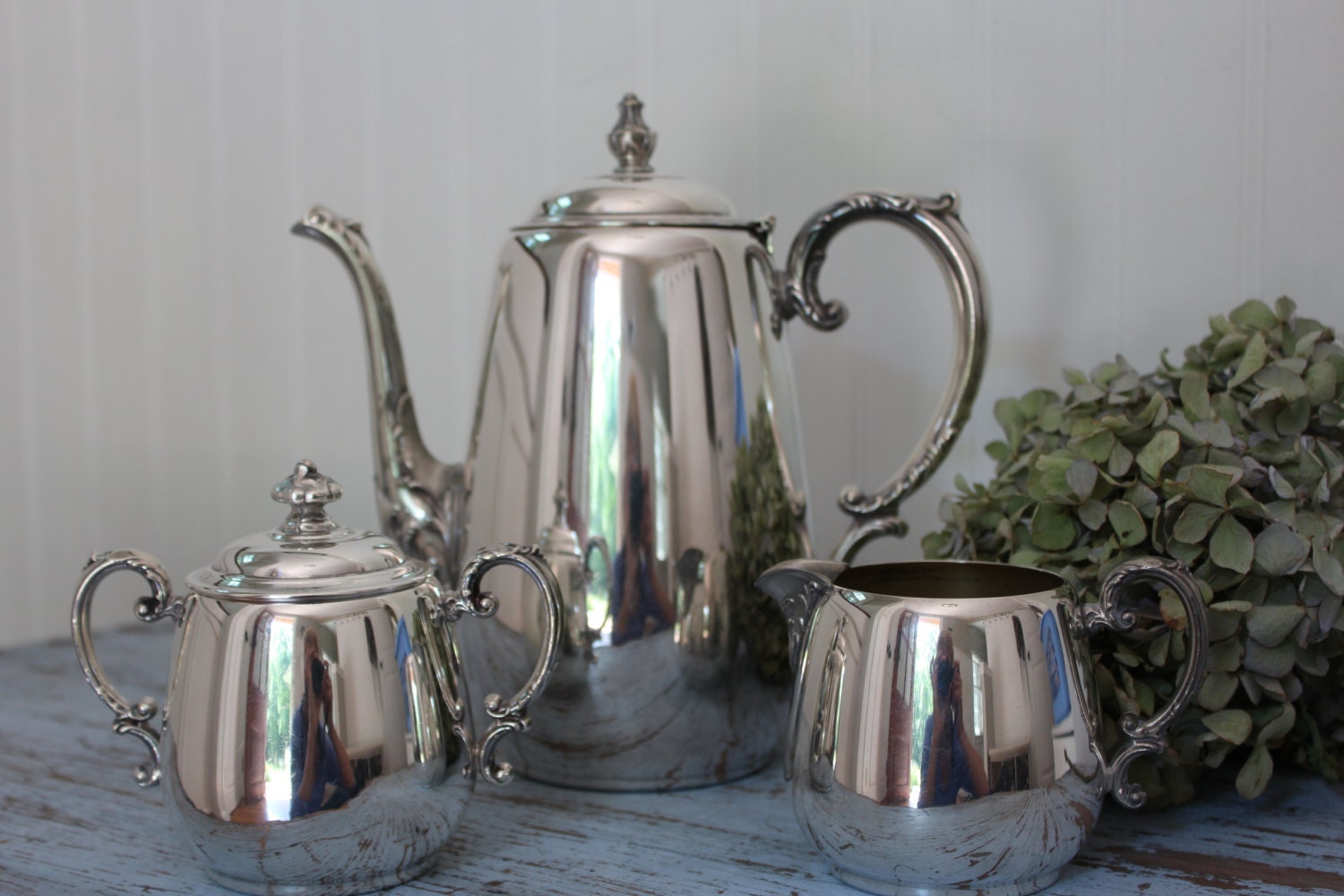 Vintage Wm Rogers Silver Plate Coffee Server, Covered Sugar Bowl, and ...
