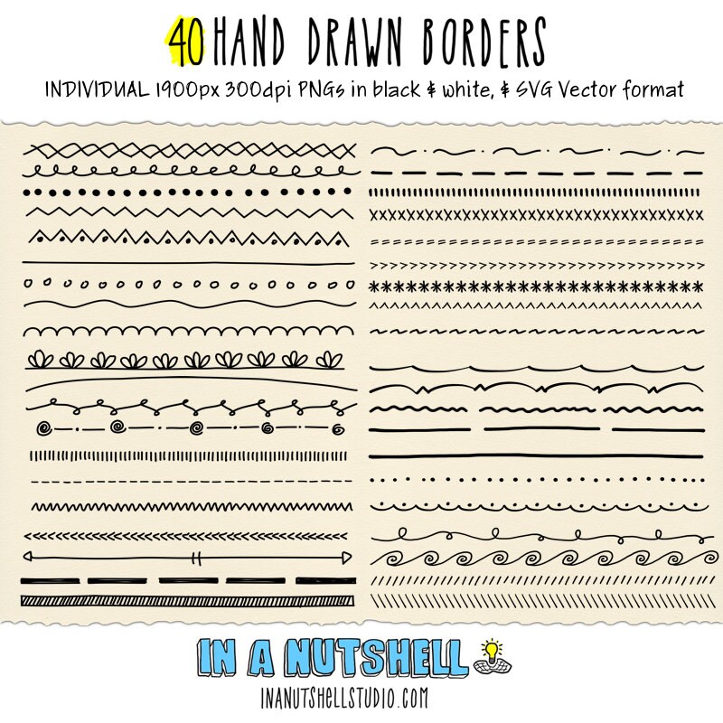 Doodle Borders 40 Hand Drawn Borders Border Clipart