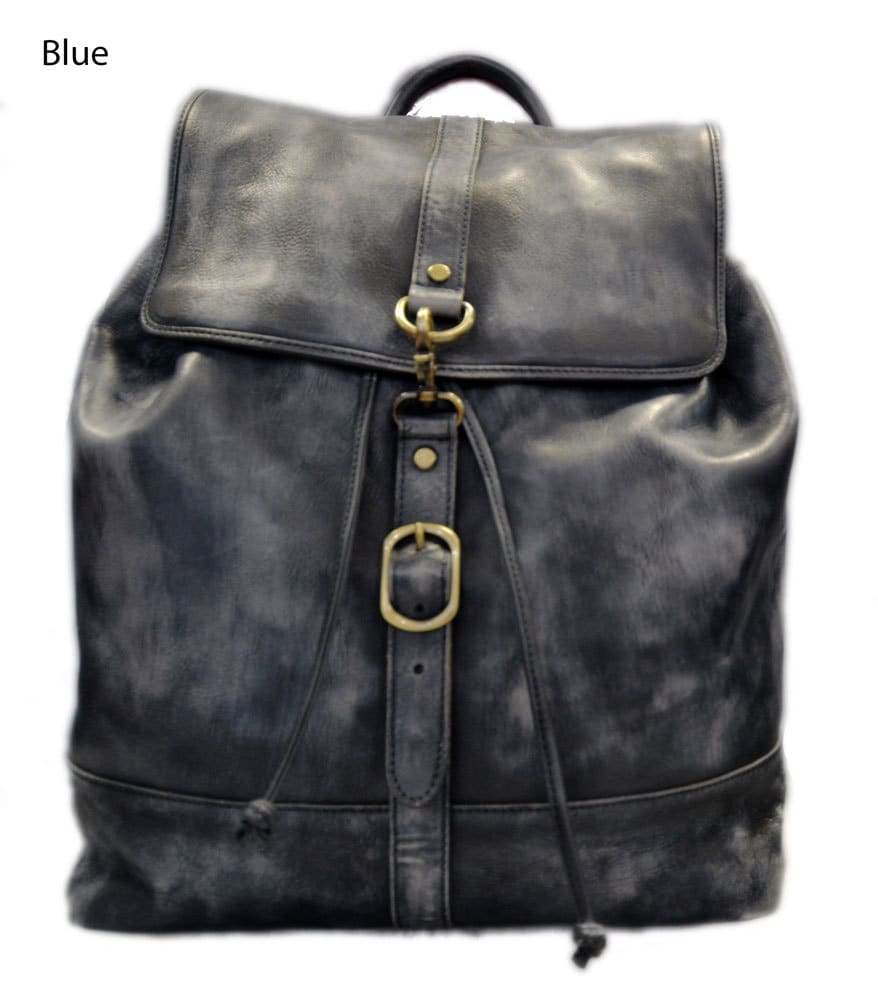 Vintage leather backpack genuine washed leather travel bag