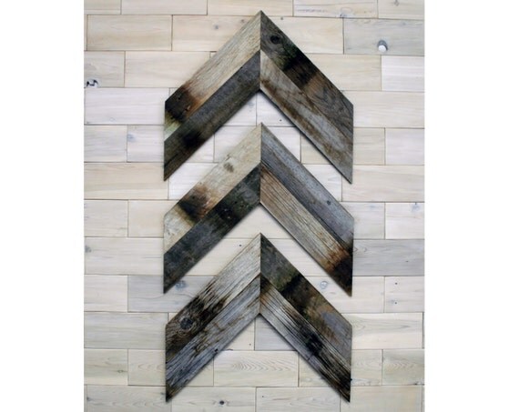 Barn Wood Chevron Wall Decor set of 3 by LunarCanyon on Etsy