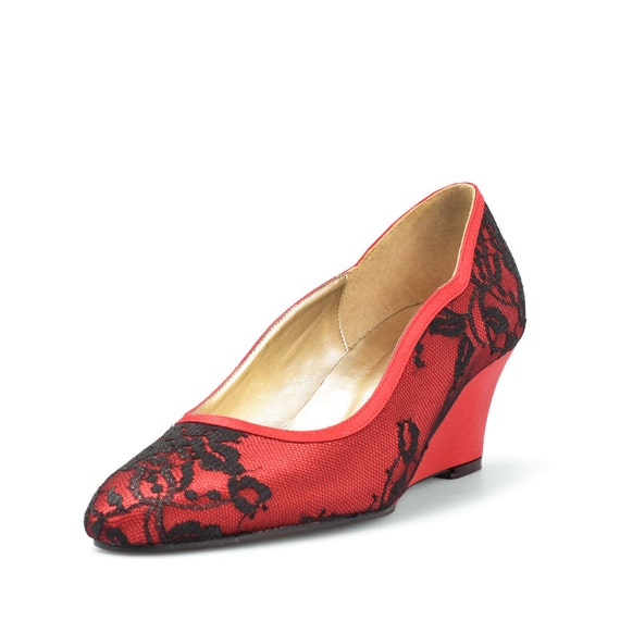 Custom Made Red Wedges Red Lace Wedding Wedges Red Wedges