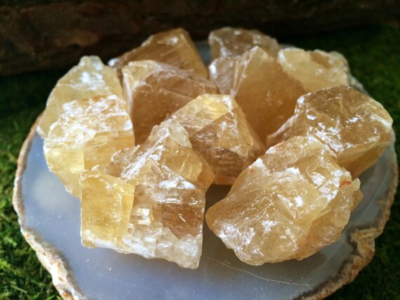 GOLDEN YELLOW CALCITE Crystals Grade A Natural Rough Crystal