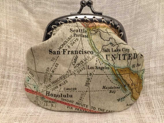 Vintage Map Coin Purse