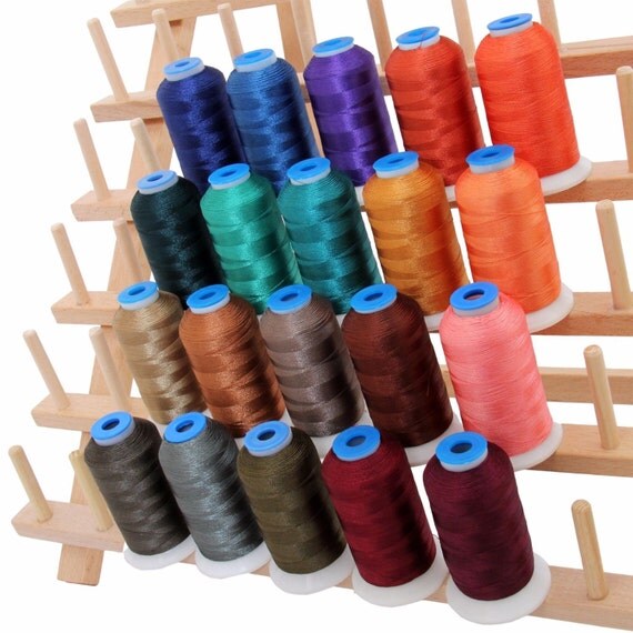 Rayon Machine Embroidery Thread Set 20 Dark Colors 1000m