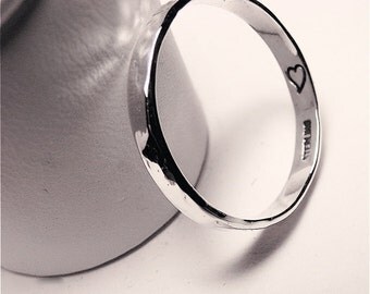 Items similar to Rectangular Hammered Shield ring in Silver on Etsy